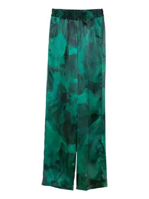 Kiton Printed Silk Trousers - Green