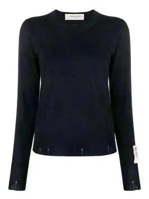 GOLDEN GOOSE Ribbed-trim Wool Sweater - Blue