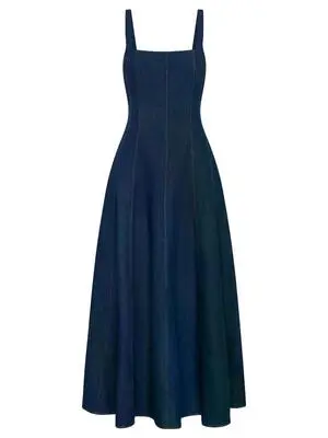 NICHOLAS Square-neck Denim Maxi Dress - Blue
