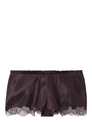 Carine Gilson Lace-trimmed Silk-satin Shorts - Brown