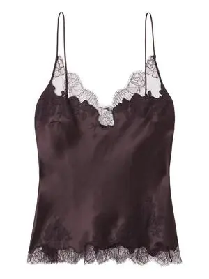 Carine Gilson Lace-trimmed Silk-satin Camisole - Brown