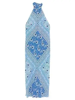 Rixo Paisley Print Halterneck Dress - Blue