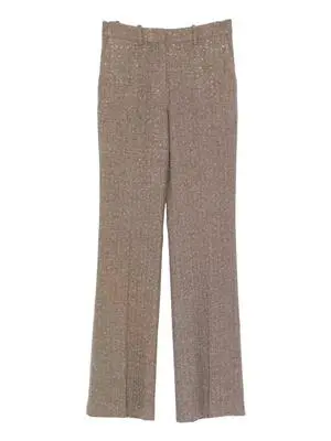 ERMANNO FIRENZE Herringbone Sequin Trousers - Brown