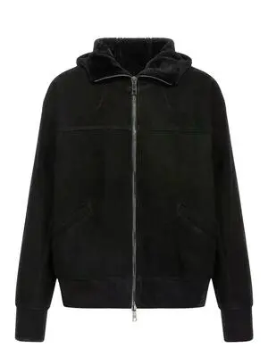 GIORGIO BRATO Hooded Leather Jacket - Black