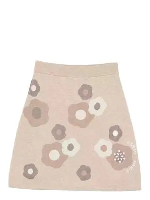 Kenzo Floral-pattern Knit Skirt - Neutrals