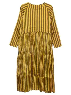 CHRISTIAN PEAU Striped Pleated Dress - Yellow