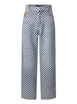 LOUIS VUITTON X Nigo Damier Wide-leg Jeans - Indigo