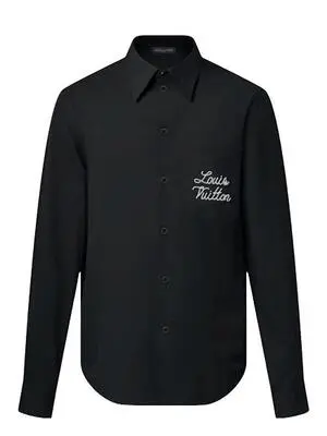 LOUIS VUITTON X Nigo Embroidered Signature Longsleeved Shirt - Black