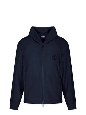 Giorgio Armani Hooded Sweatshirt In Technical Waffle Fabric - Black