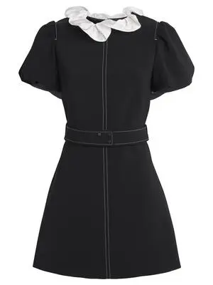 Claudie Pierlot Belted Ruffle-collar Mini Dress - Black