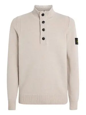 Stone Island Wool-blend Half-zip Sweater - Beige