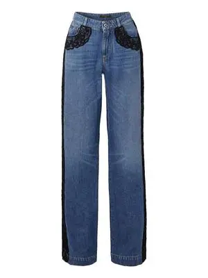 Dolce & Gabbana Lace-trimmed Mid-rise Straight-leg Jeans - Blue