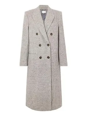 Stella McCartney Double-breasted Herringbone Wool And Silk-blend Coat - Gray