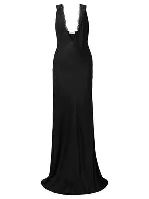 Brandon Maxwell The Malone Lace-trimmed Twill Gown - Black