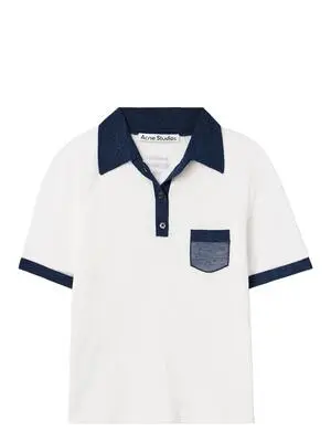 Acne Studios Color-block Lyocell And Wool-blend Jersey Polo Shirt - White