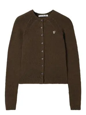 Acne Studios Embroidered Organic Cotton-blend Cardigan - Brown