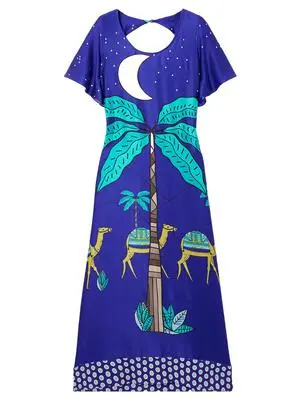 CRISTIANO MARCHELI Brigitte Printed Silk-satin Maxi Dress - Blue