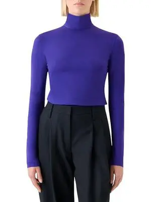 Akris Long Sleeve Mock Neck Top - Ultra Violet