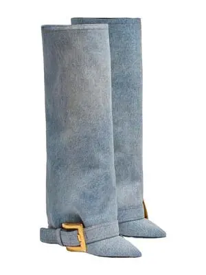 Balmain Anthem Denim Boots - Blue