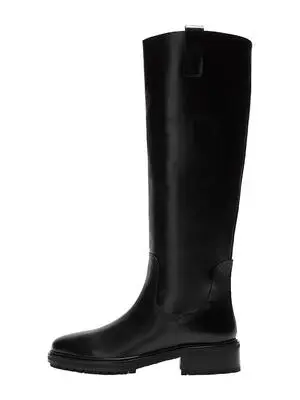 AeydĒ Henry Leather Knee High Boots - Black