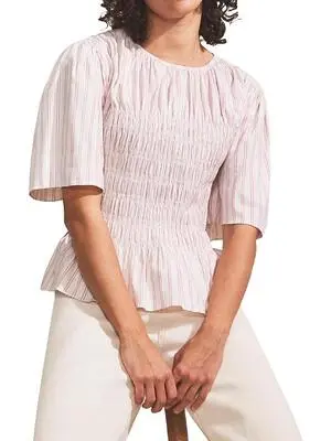 RO & ZO Shirred Striped Top