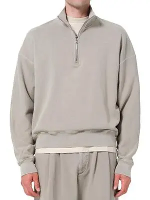 AGOLDE Idris Quarter Zip Sweatshirt Wicker