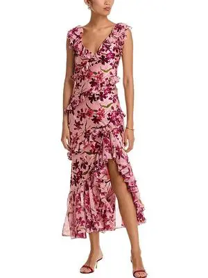 Cinq À Sept Trailing Hibiscus Ora Dress - Blush Peta