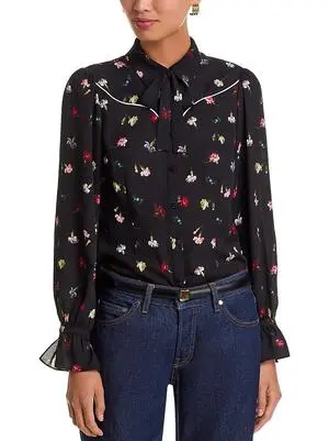 Cinq À Sept Tumbling Carnations Blouse - Black Multi