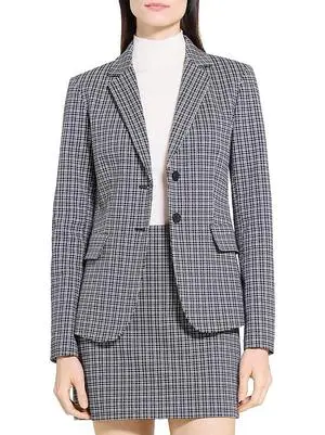 Theory Carissa Plaid Blazer - Almond Multi
