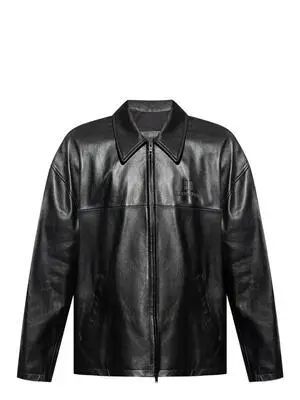 Balenciaga Logo-embossed Leather Jacket - 1000 Black
