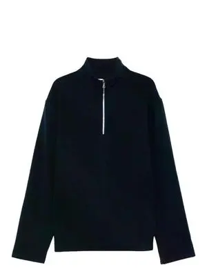 RIER Virgin Wool Zip-up Sweater - Blue