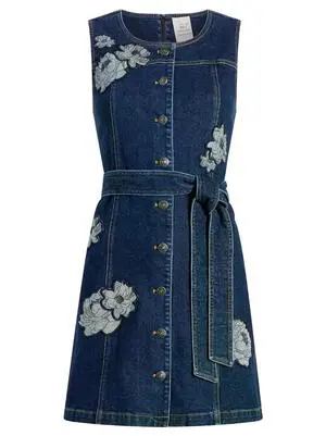Cinq À Sept Marsha Floral-appliqué Mini Dress - Blue