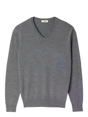 Sandro V-neck Wool Sweater - Grey
