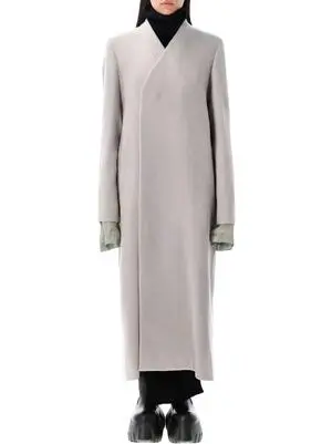 Rick Owens Museum Collarless Wrap Coat - Grey