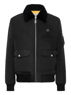 Philipp Plein Faux-shearling-collar Bomber Jacket - Black