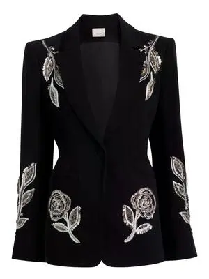 Cinq À Sept Rose-embellished Blazer - Black