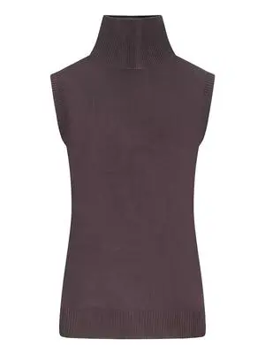 Sportmax Vertigo Turtleneck Sleeveless Top - Brown