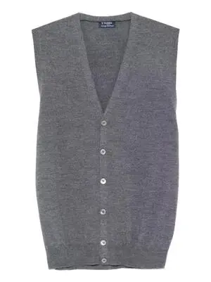 BARBA NAPOLI V-neck Buttoned Vest - Grey