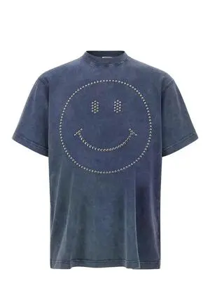 Moschino Stud-embellished Smiley T-shirt - Blue