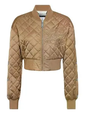 Philipp Plein Quilted Logo-embroidered Jacket - Neutrals