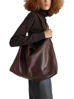 LEMAIRE Belted Leather Tote - Brown