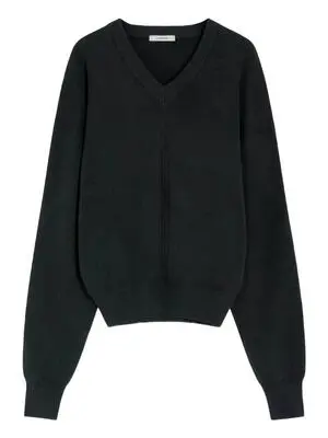 LEMAIRE V-neck Long-sleeve Sweater - Black