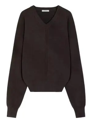 LEMAIRE V-neck Long Sleeve Sweater - Brown