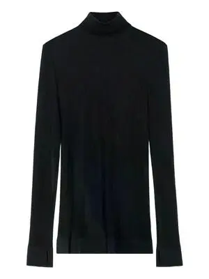 LEMAIRE Ribbed High-neck Top - Black