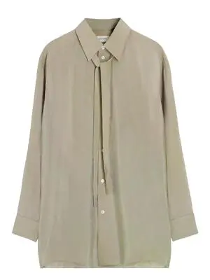 LEMAIRE Tied-neck Buttoned Shirt - Neutrals
