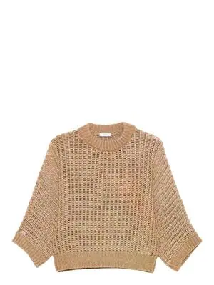 Peserico Open-knit Crew-neck Sweater - Neutrals