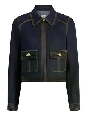 Cinq À Sept Contrast-stitch Denim Jacket - Blue