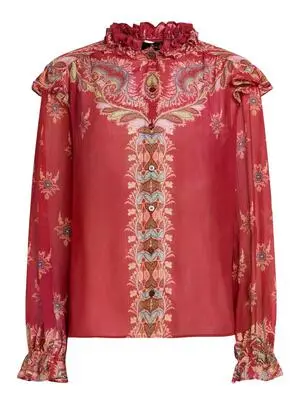 Etro Paisley-print Ruffled Blouse - Red