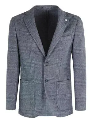 L.B.M. Checked Single-breasted Blazer - Blue