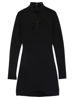 MUGLER Keyhole-neck Long-sleeve Dress - Black